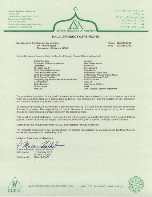 SHAKLEE- DIJAMIN HALAL - ilham family sihat