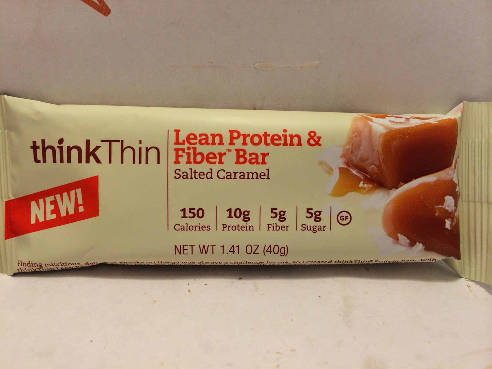 Crazy Food Dude: Review: thinkThin Salted Caramel Lean Protein & Fiber Bar