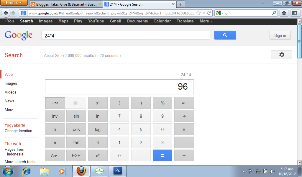Kalkulator dari Google ~ Take , Give & Besmart
