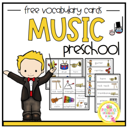 Free Music Vocabulary Cards ~ Preschool Printables