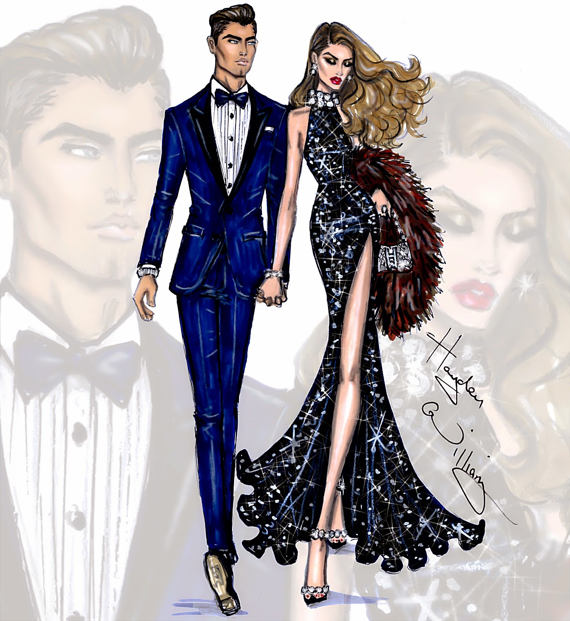Hayden Williams Fashion Illustrations: 'Evening Attire' by Hayden Williams