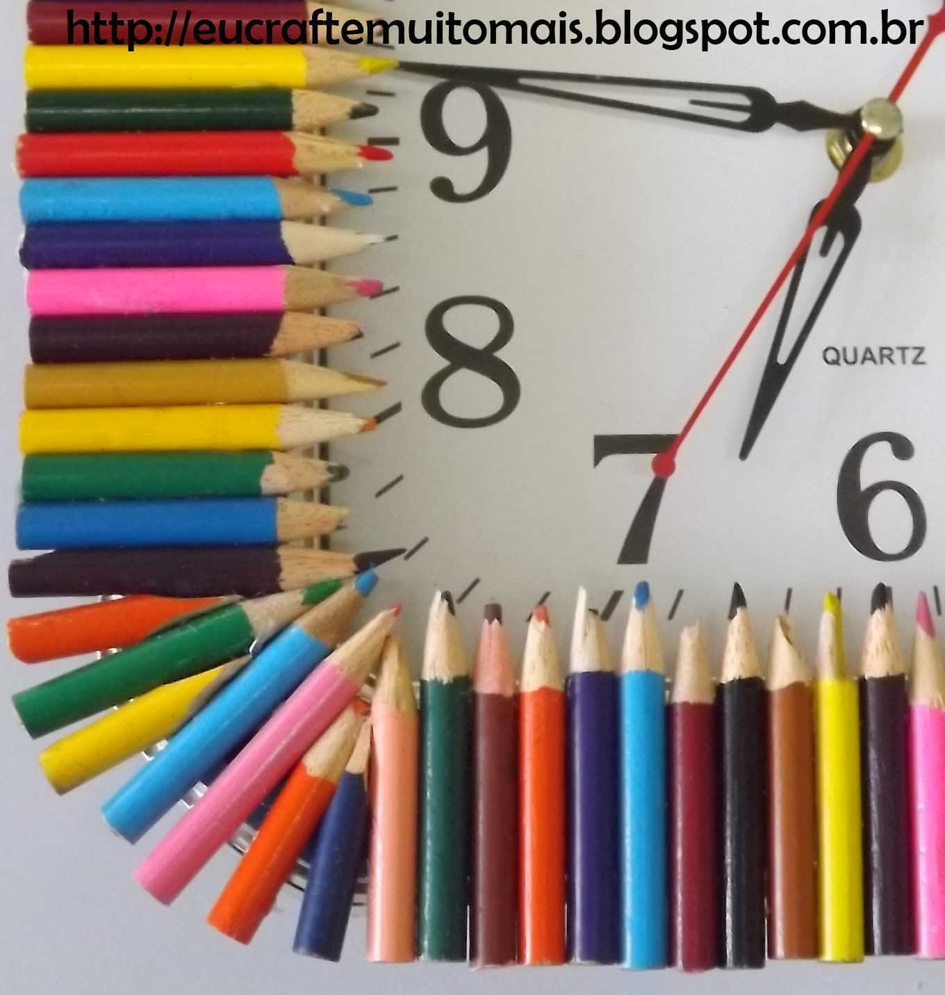eu, craft e muito mais...: Relógio com lápis de cor...# BC fotos - detalhes