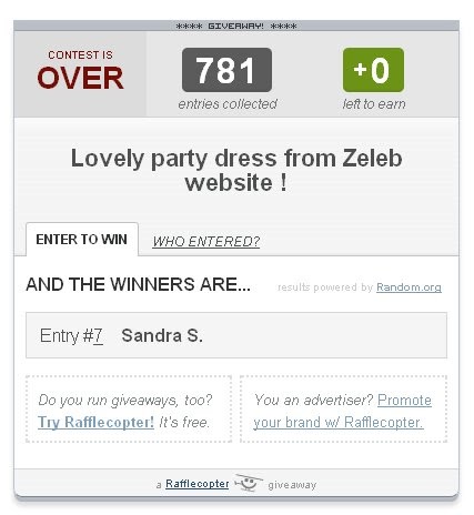 We have the winner of my Zeleb Giveaway ! | Fashion and Cookies ...