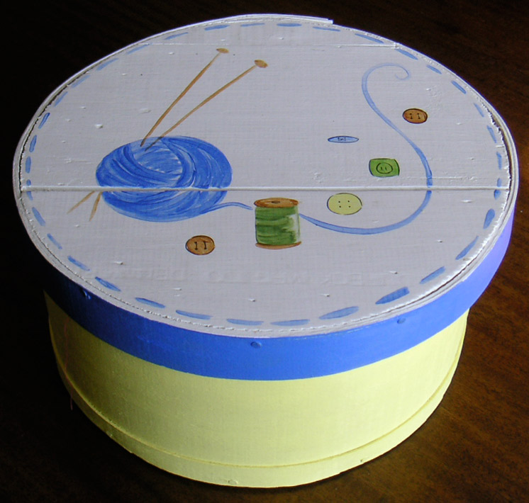 It's About Art and Design: Painted Cheese Box Sewing Box