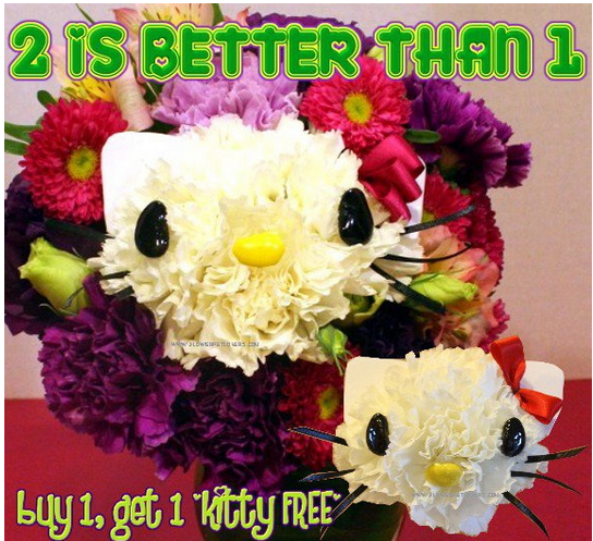 Dulces arreglos florales de Hello Kitty. Mascotas florales. - Ideas y ...