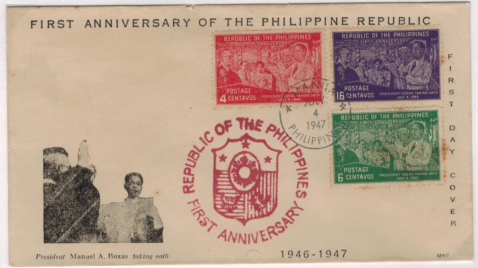 Philippine Republic Stamps : 1947 First Anniversary of Independence