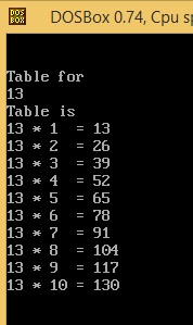 Development of Table using for loop ~ CSPrograms4u