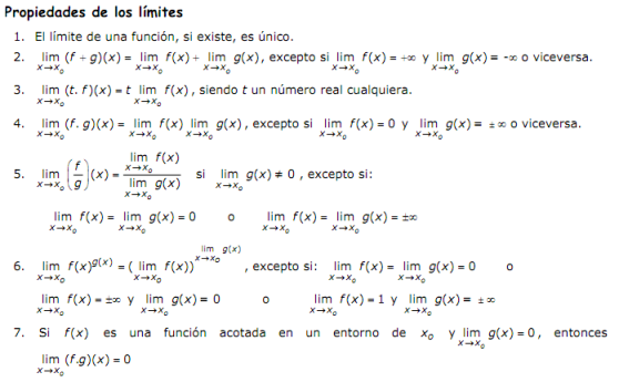 Calculo diferencial: 3.4 Propiedades de los límites