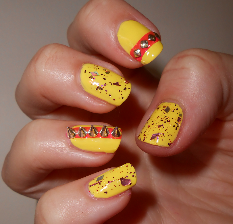 My Mint Nails: Yellow Studded Spikes