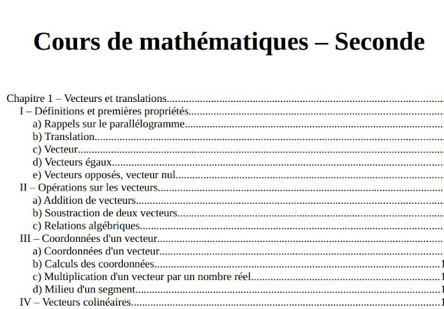 cours de maths seconde