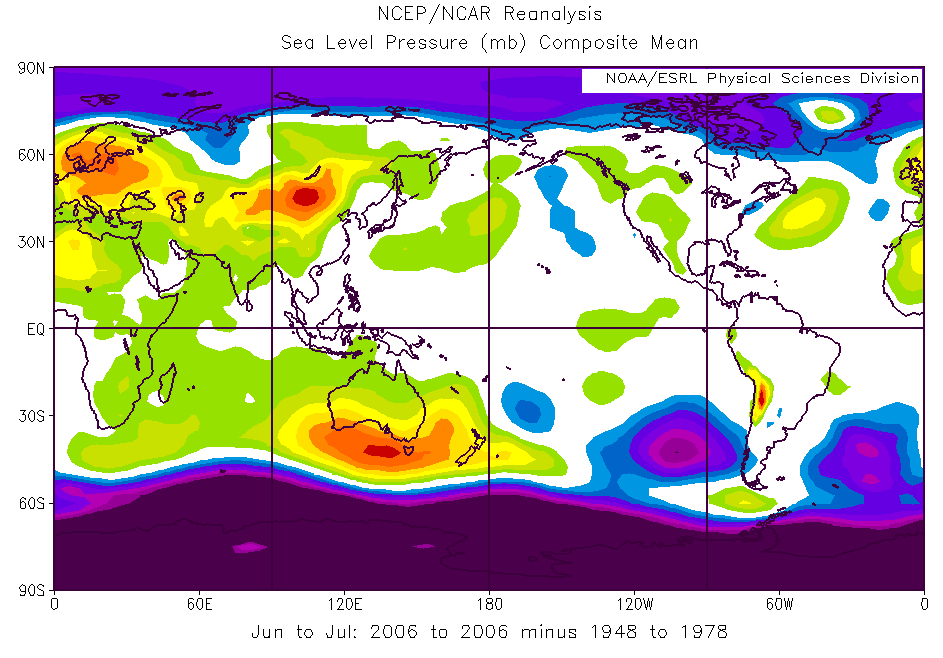 Sea level pressure changes since 2007 - resilience