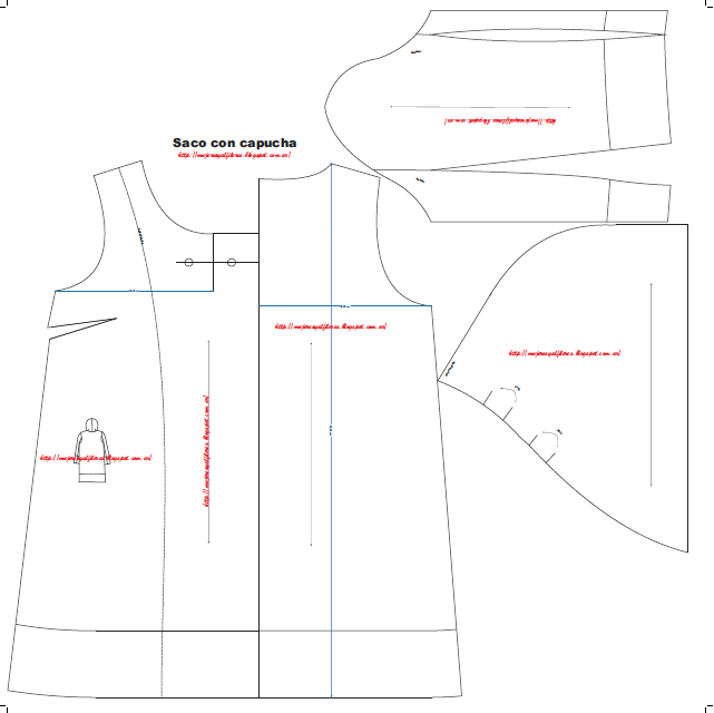 Mujeres y alfileres: Molde de saco con capucha