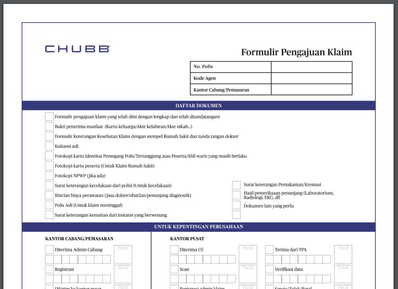Cara Pengajuan Klaim Asuransi Chubb Life - Semua Dibayar Asuransi