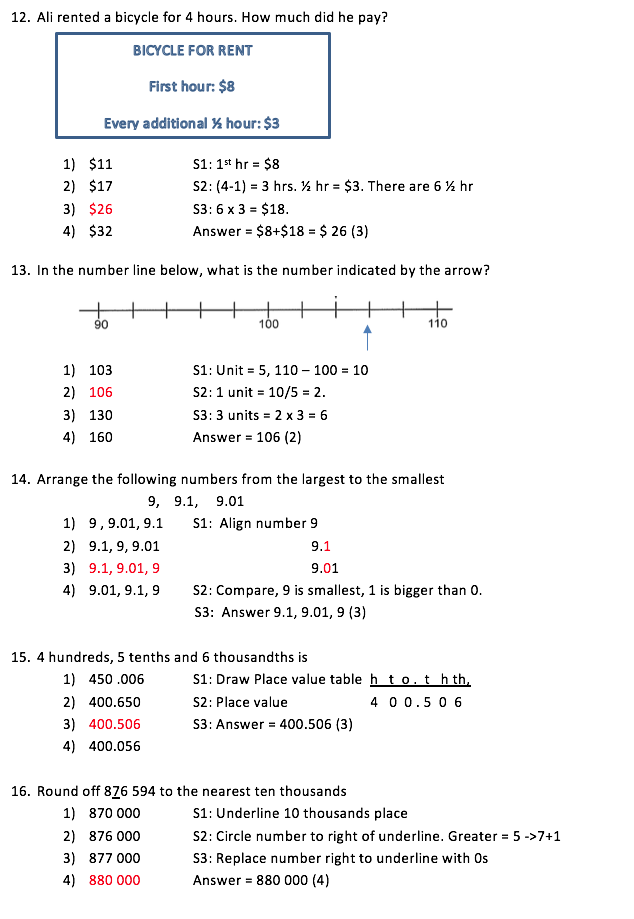 TheMathBooklets: EN1 Numbers MCQ : Answer Keys