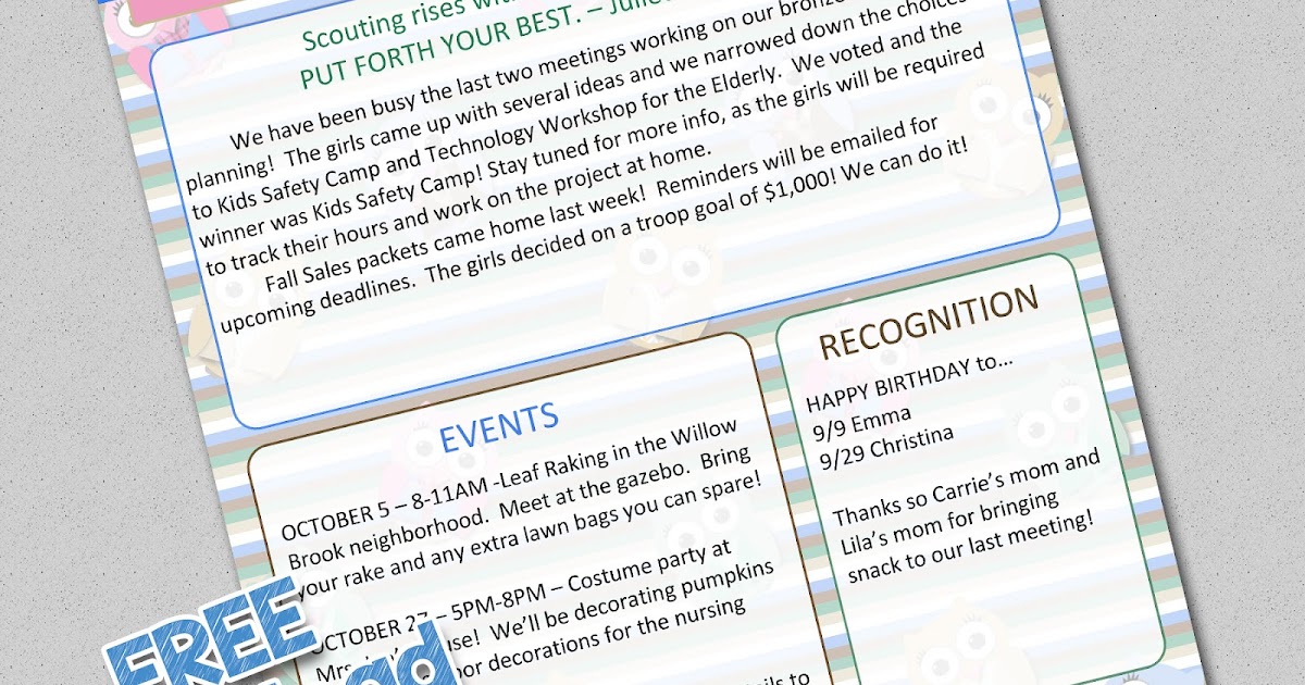 My Fashionable Designs: Free Download: Girl Scout Troop Newsletter Template