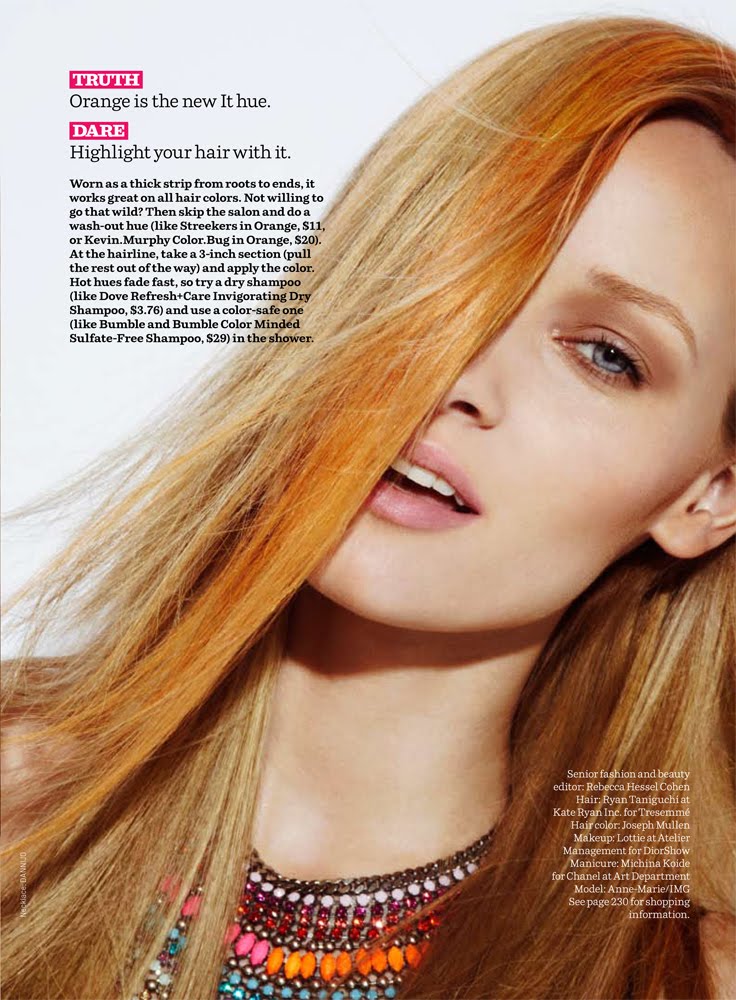 Cosmopolitan Magazine, Dip Dye hair Beauty images with model Pernilla ...