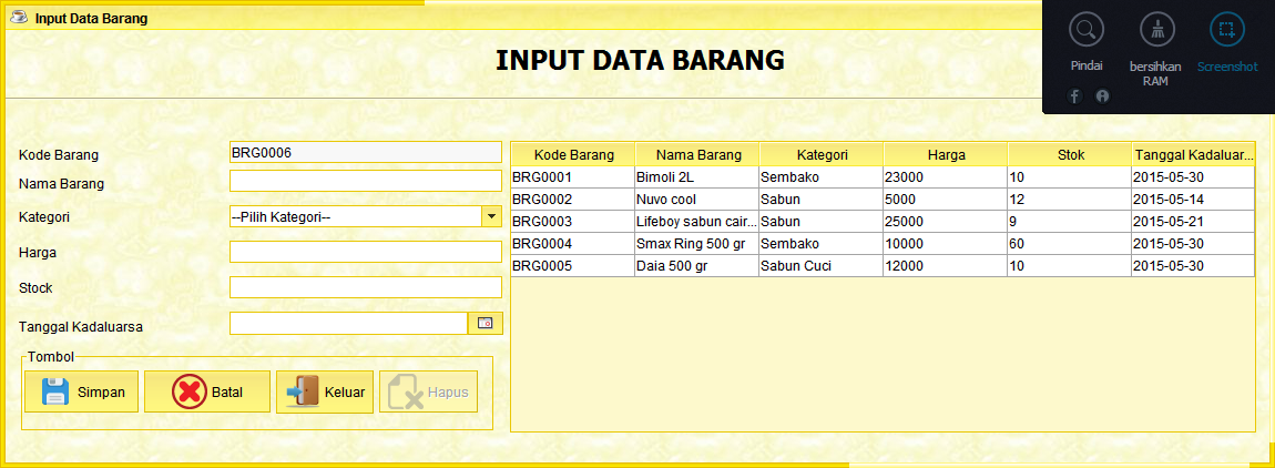 Program Input Data Barang Berbasis Java| Buka Akal
