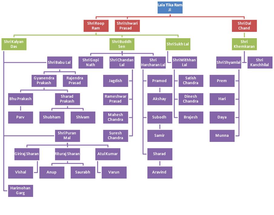 Shri Tika Ram Ji Family Group: Revised Family Chart