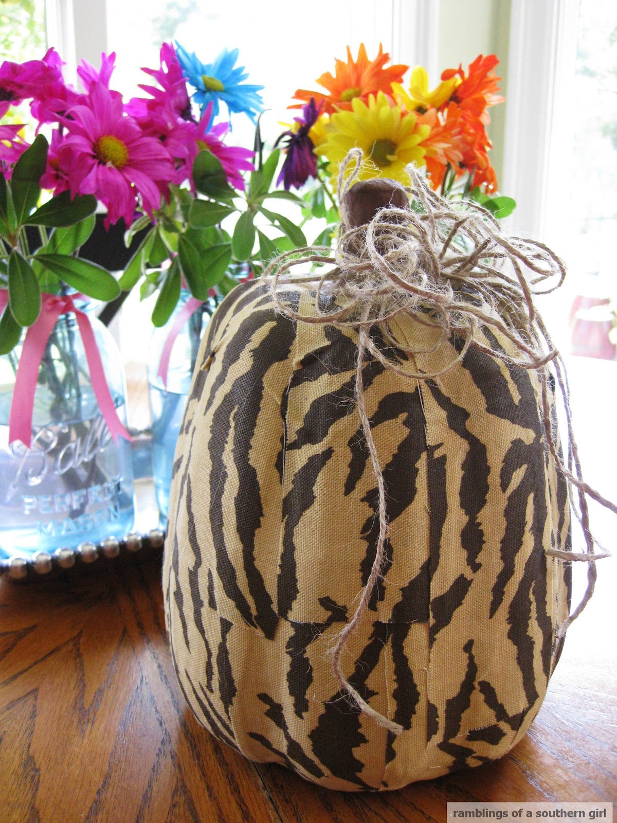 Ramblings of a Southern Girl: Brown Zebra & Burlap Decoupage Pumpkins