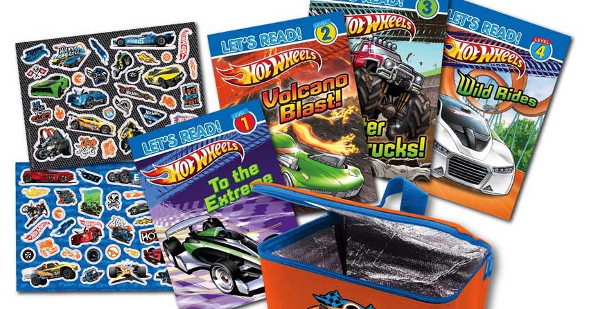 Kids Giggles: Hot Wheels Lunch Bag Set with 4 Books & Fun Stickers (250k)