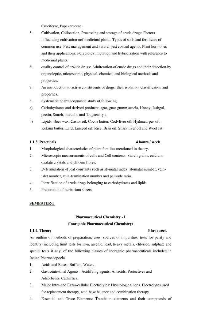 jaaly topper: Syllabus of B Pharmacy semester wise