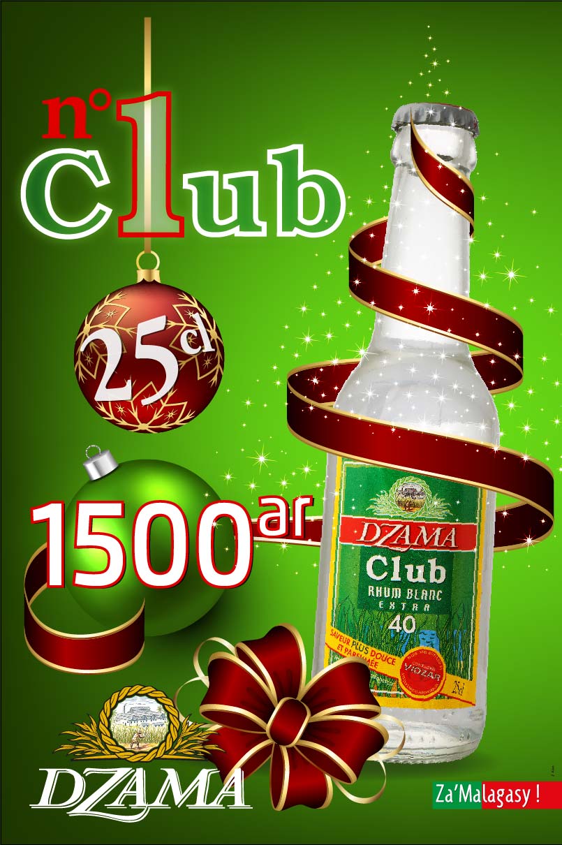 Affiche promo Noël : rhum Dzama Club, 25 cl | PK Designer graphique ...