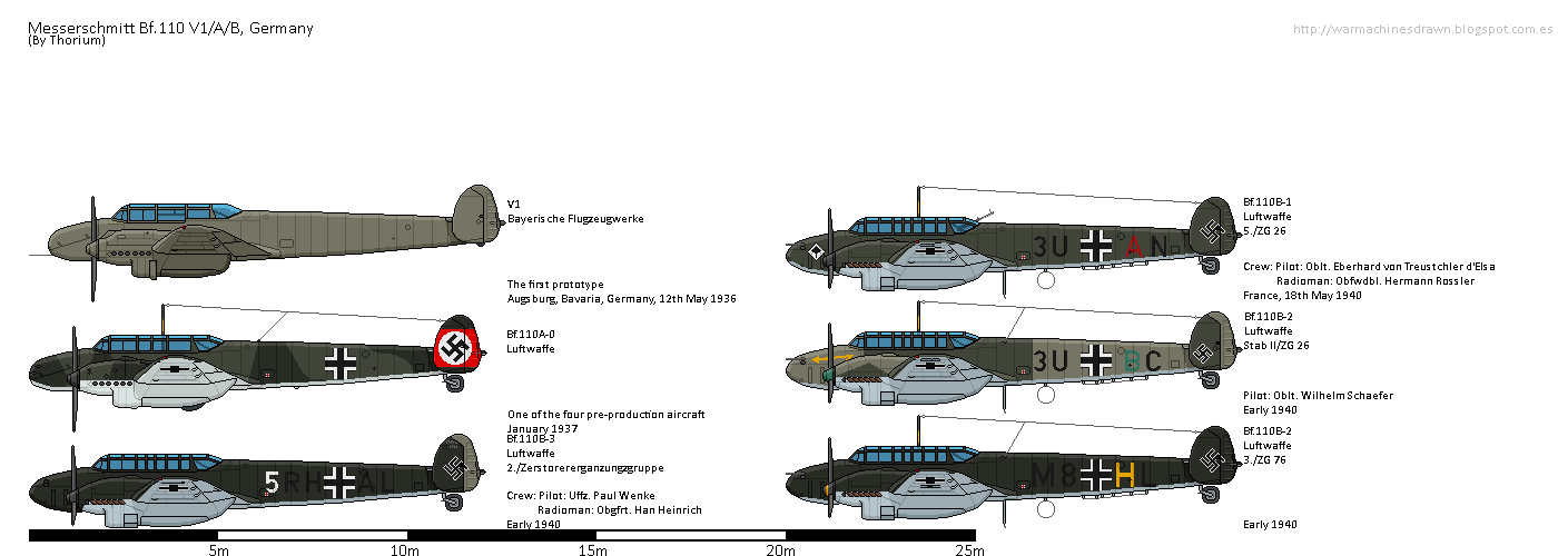 War Machines Drawn: Messerschmitt Bf.110. Prototypes and early variants.