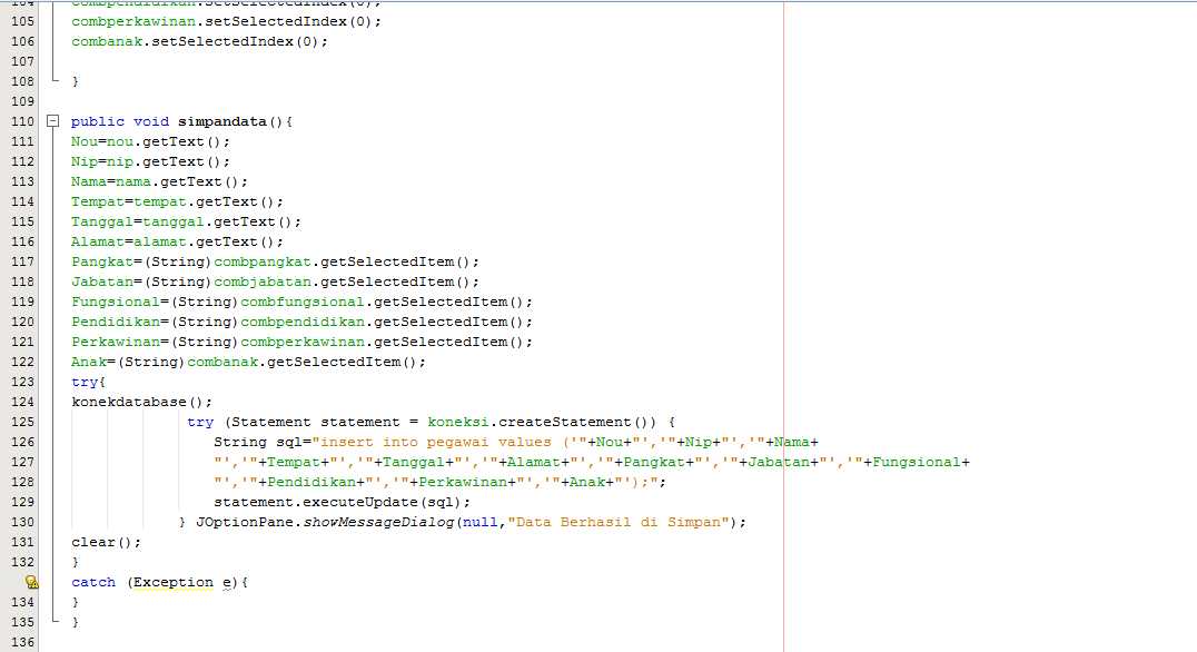 My Creation: Java Programming Input Data Pegawai