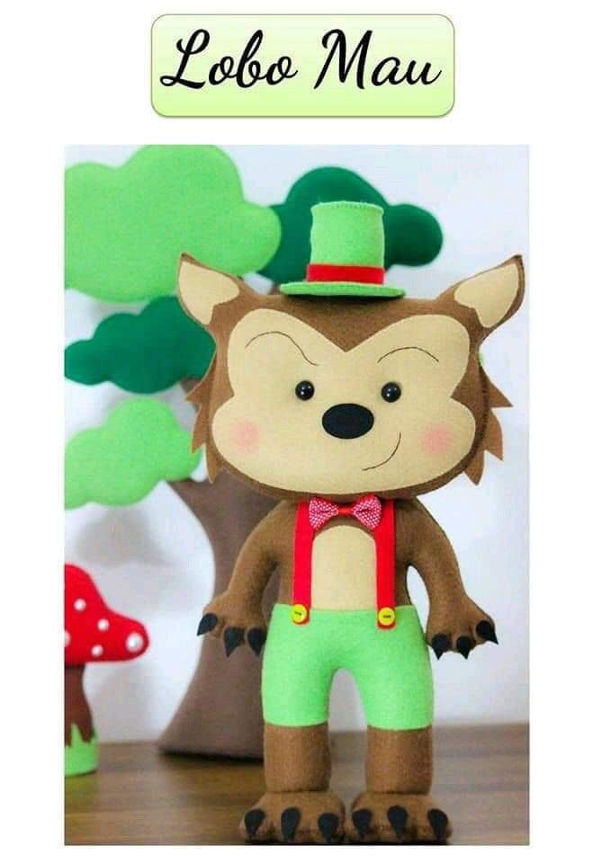 Lobo Mau de Feltro com Moldes para Imprimir - Feltro e moldes para ...