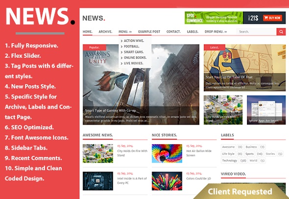 NEWS. Responsive Blogger Template