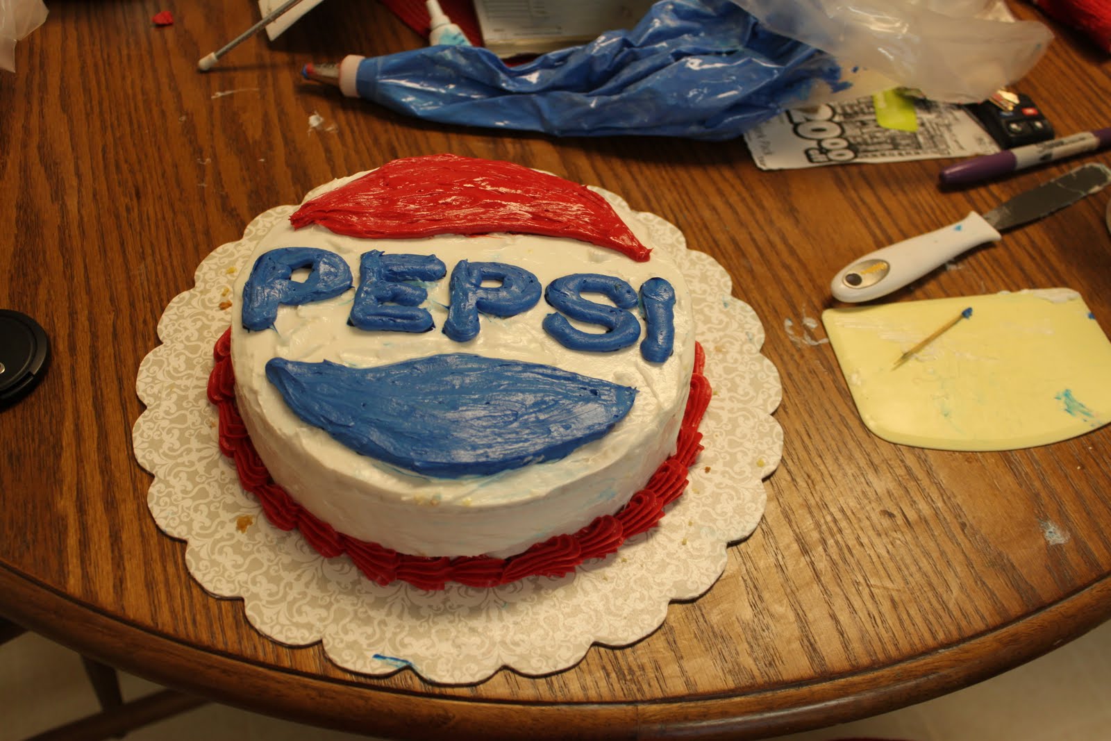 Vanessa's Cake Designs: 8" one layer Pepsi Cake
