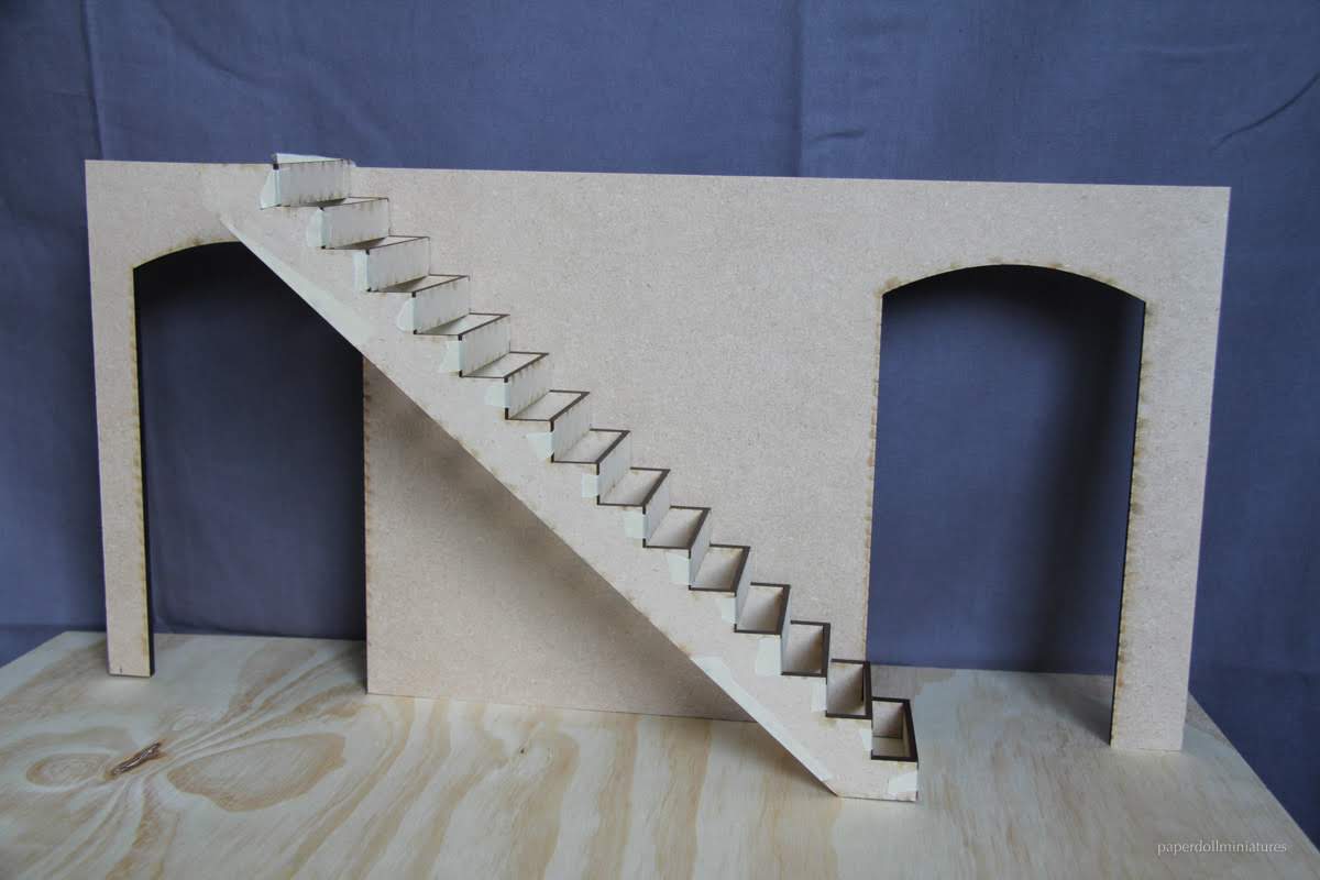 Stairs and Living Room Design — Paper Doll Miniatures