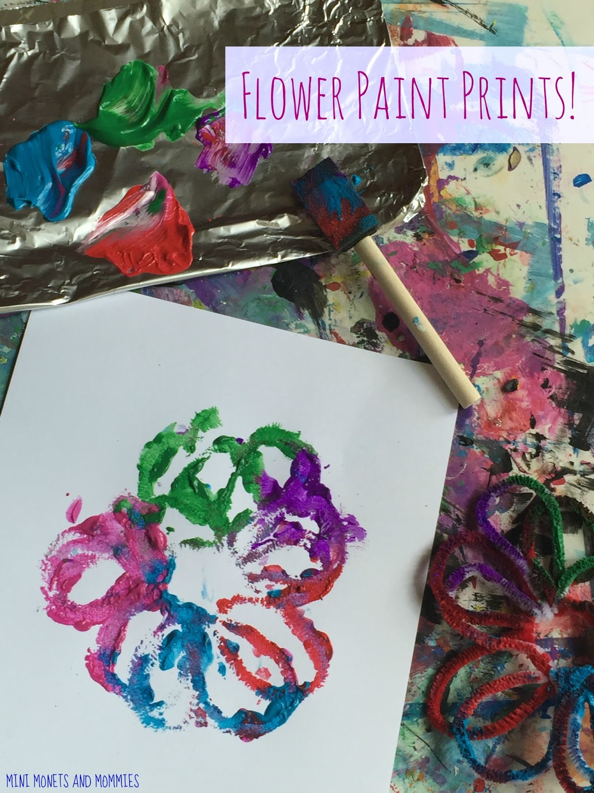 Mini Monets and Mommies: Pipe Cleaner Paint Prints: Kids' Flower Art