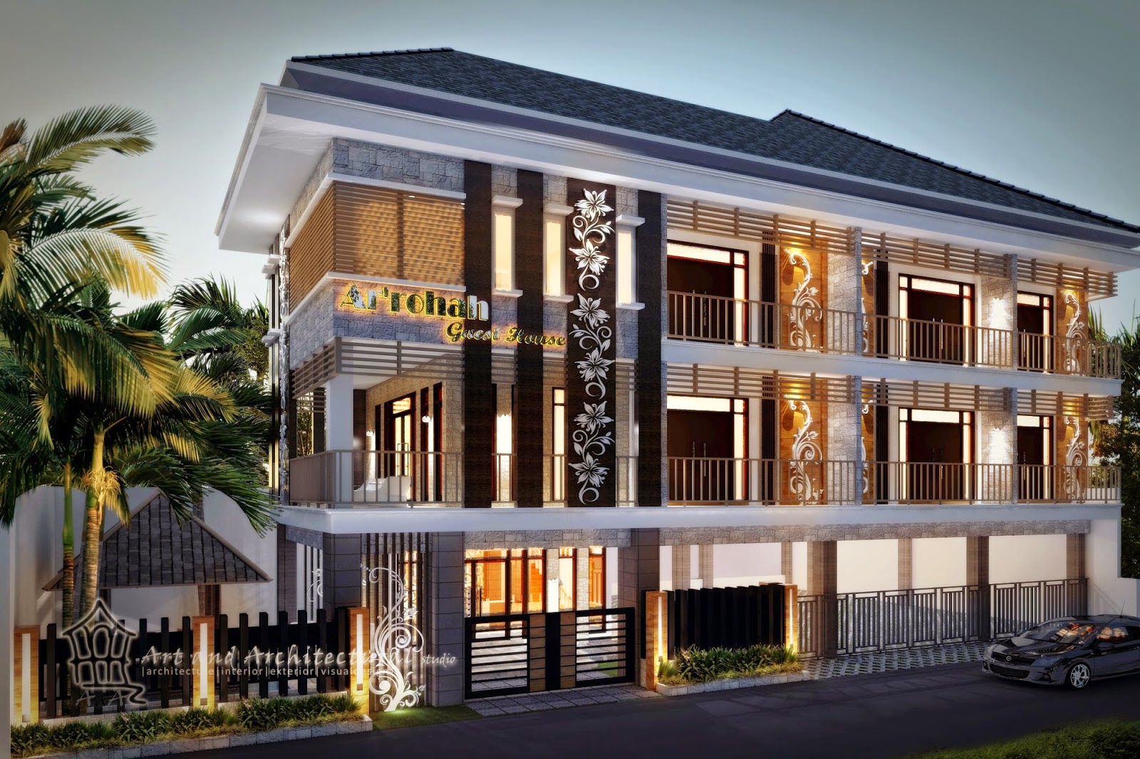 Guest House 3 lantai di lahan segitiga | AAA studio