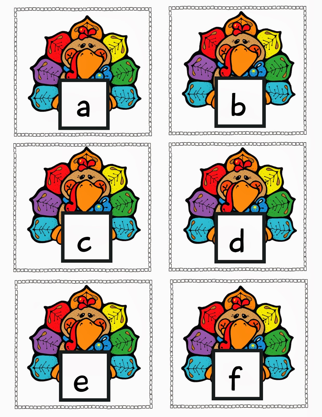 Thank You freebie! Turkey ABC uppercase and lowercase letter match with ...
