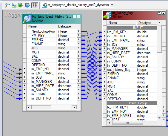 Edit the router transformation and goto --> Group tab to create 2groups ...