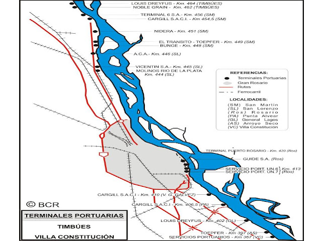 EL CAMPO Y LOS NUEVOS DERECHOS...: MAPA DE TERMINALES PORTUARIAS EN ROSARIO