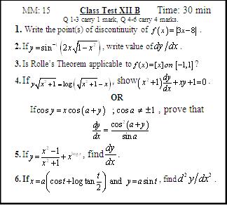 WELCOME TO THE EXCITING WORLD OF MATHEMATICS: Class XII Test ...
