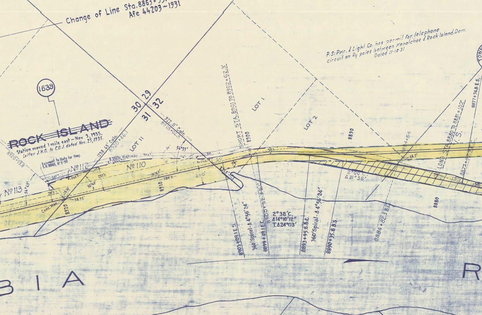 Big Bend Railroad History: Rock Island Dam Maps