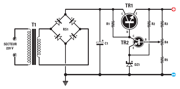 Schéma alimentation stabilisée variable
