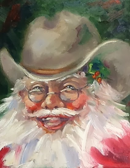Lunell Gilley Fine Art: Santa Painting, Christmas Art, "Texas Santa" by ...