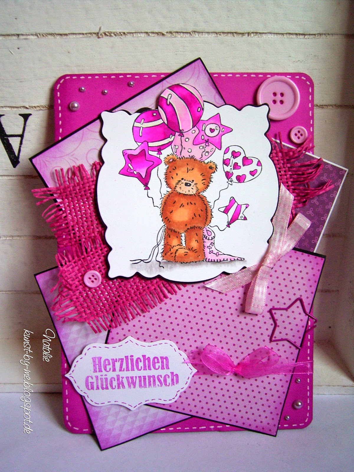 INKognito ~ Cards by Natalie: pinke Teddykarte (pink Teddy card)
