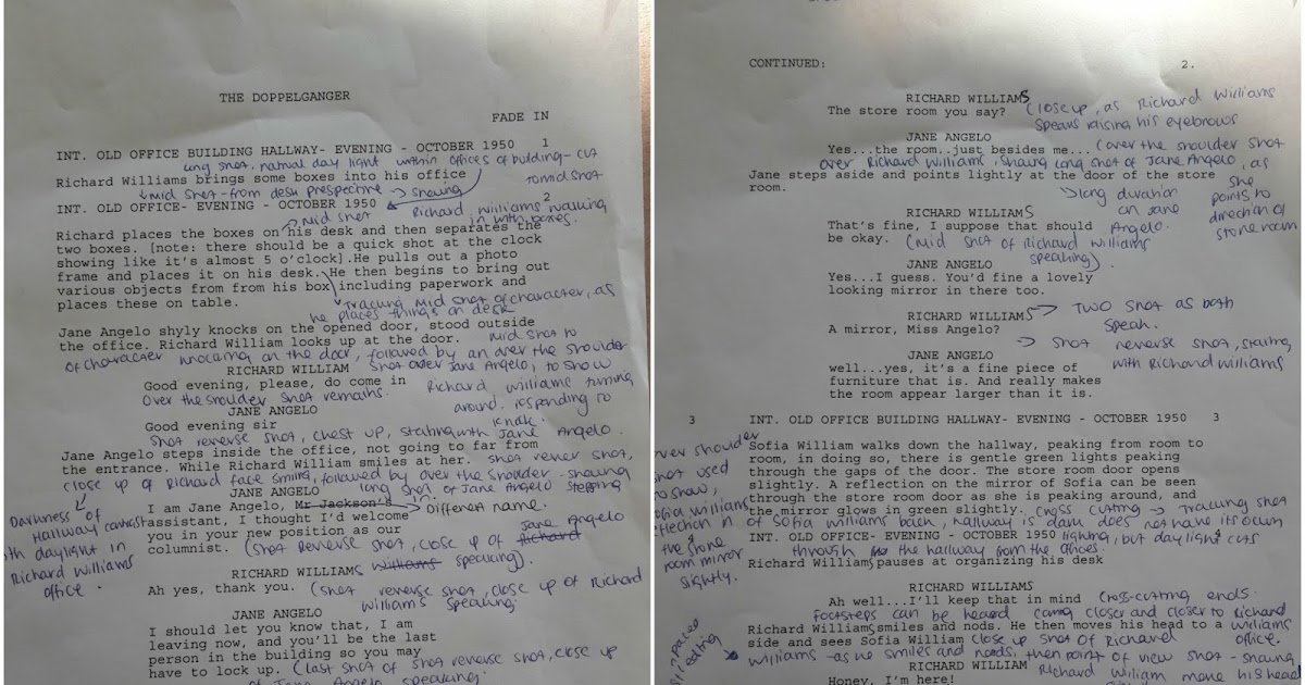Advanced Portfolio - Fahmida Ali 0105: P: Annotating script with camera ...