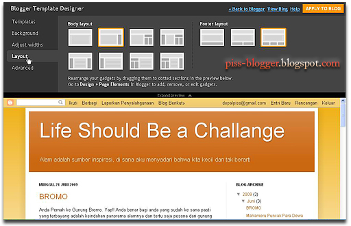 Pengaturan Layout Perancang Template Blogger