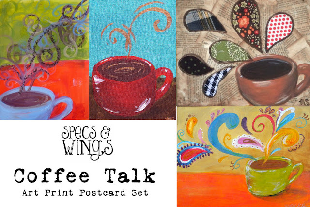Specs and Wings: NEW Coffee Talk Postcard Set!