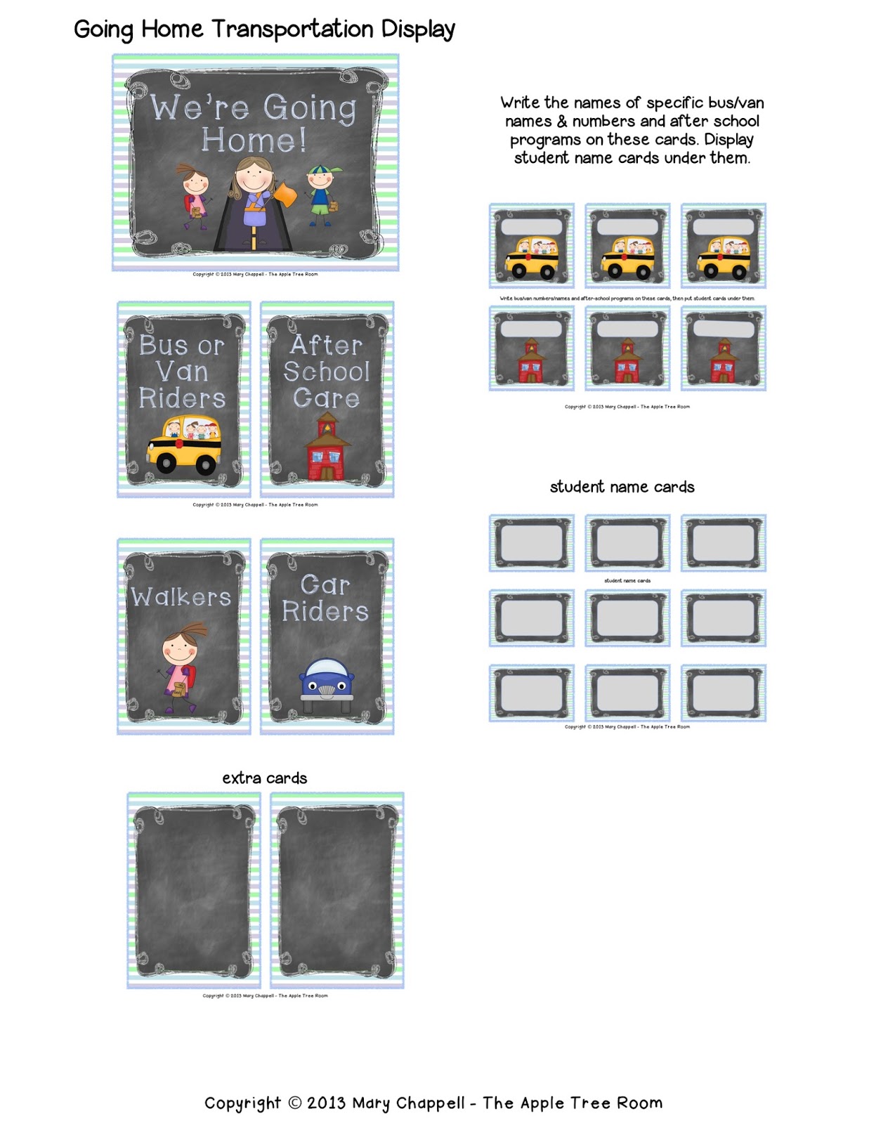 The Apple Tree Room: Going Home Transportation Charts - 4 themes!