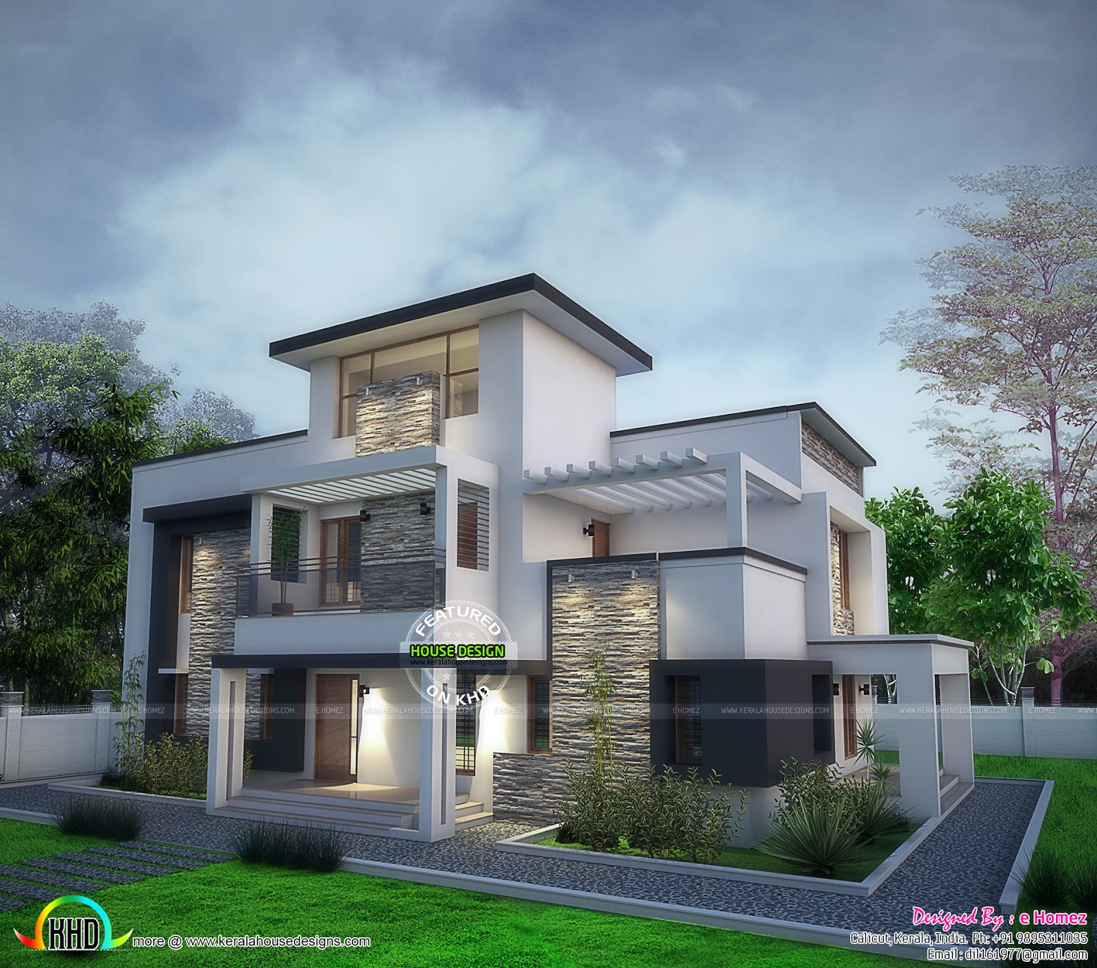 2611 sq-ft modern contemporary residence - Kerala Home Design and Floor ...