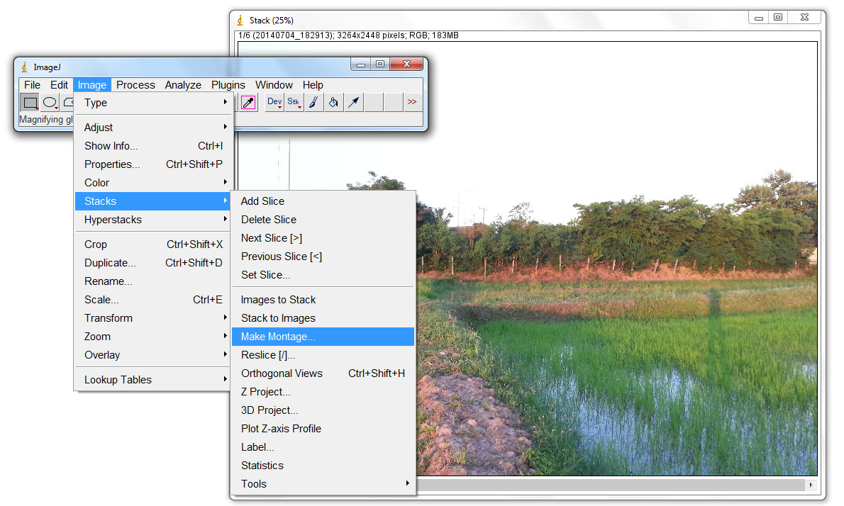 My Imagej เมนู Image With Imagej ตอนที่ 26 Stacks การดู Stack เป็นภาพรวม ด้วย Make Montage