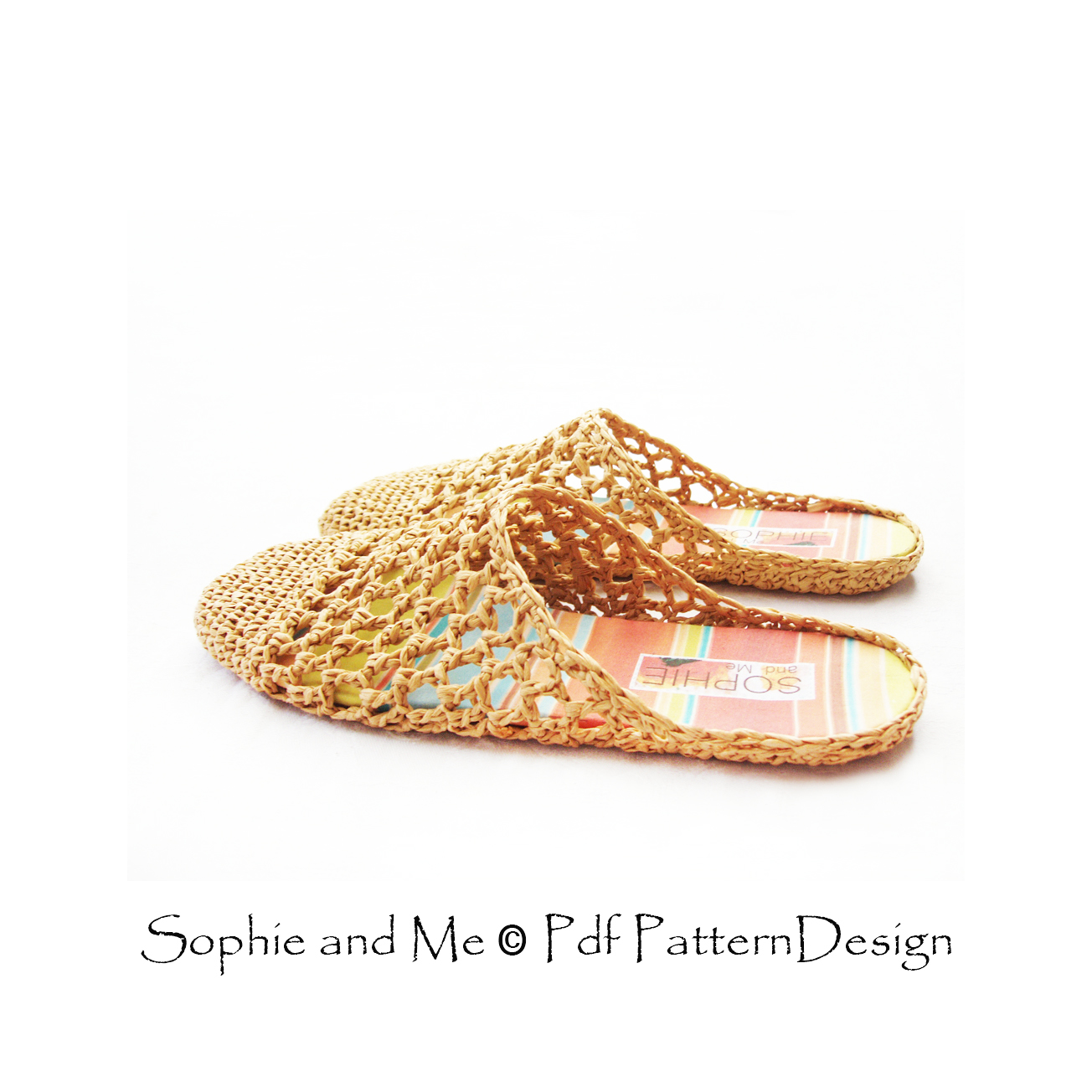 RAFFIA CROCHET SLIPPERS/SANDALS FOR STREET WEAR