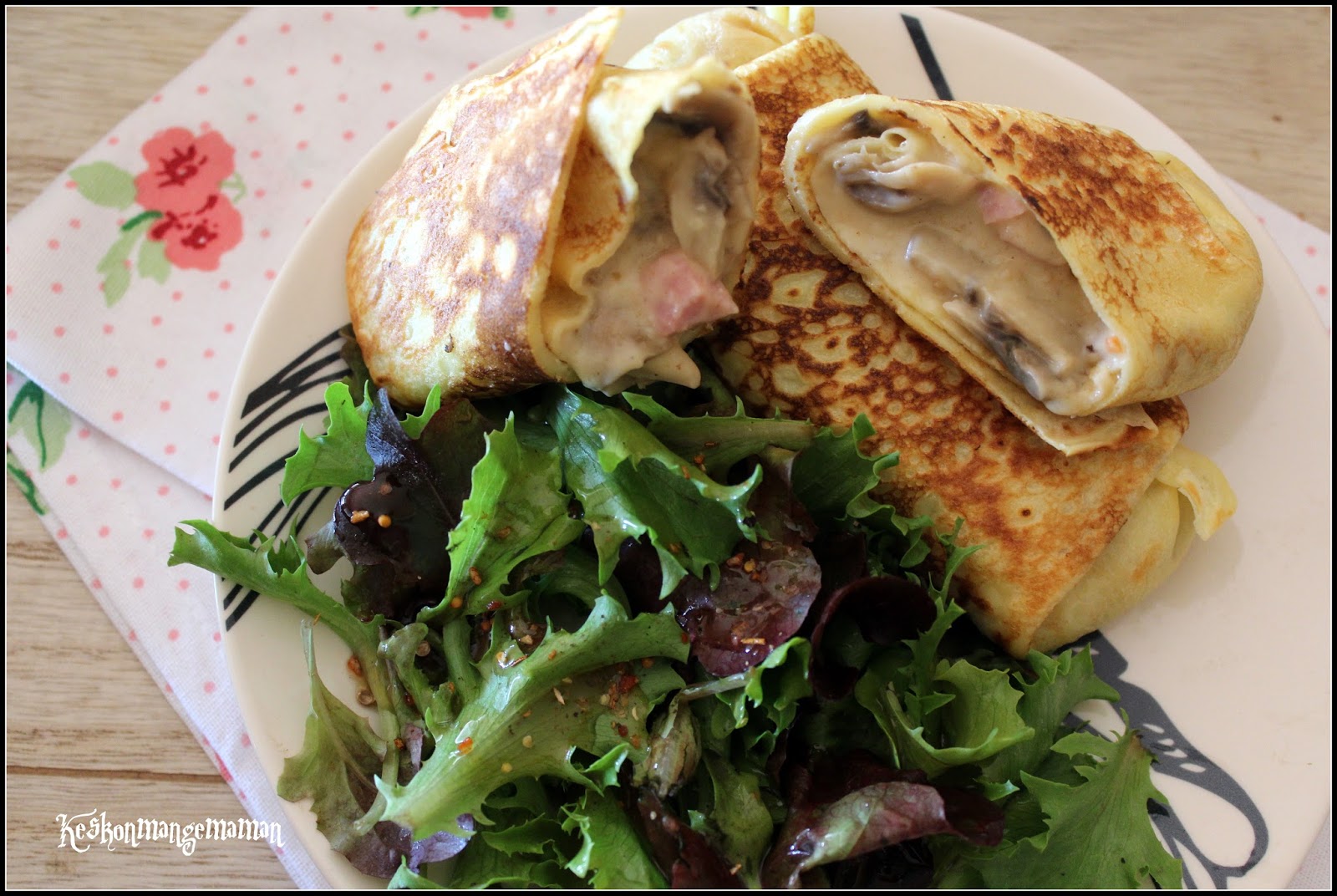 Keskonmangemaman?: Crêpes fourrées jambon de poulet / champignons